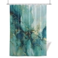 Abstracts Marble Shower Curtains for Bathroom, Teal Green Glod Ombre ...