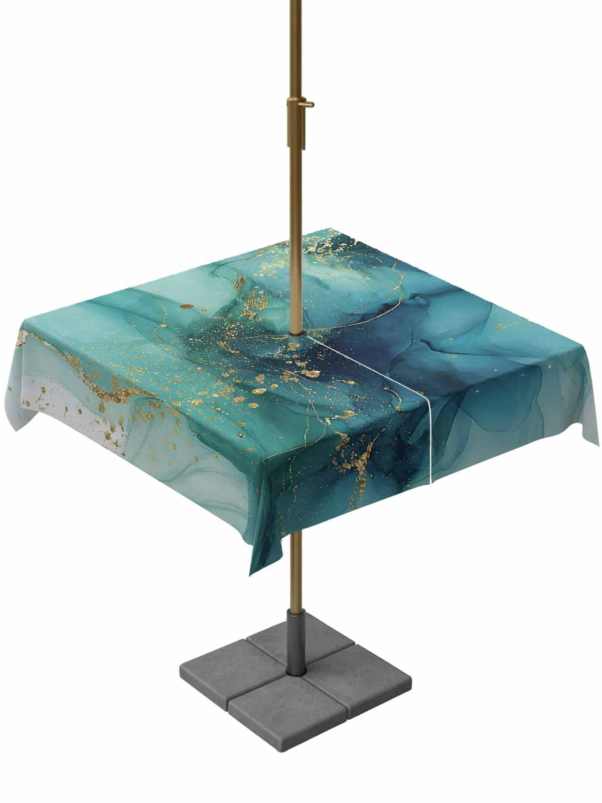 Abstracts Marble Square Outdoor Tablecloth with Umbrella Hole Teal ...