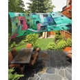 Abstracts Painting Buildings Sun Shade Sail 6.5'X10' Green Red Yellow ...