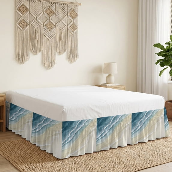 Abstracts Sandy Beach Bed Skirt California King Size 16 Inch Drop, Grey ...