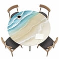 Abstracts Sandy Beach Round Fitted Tablecloth with Elastic Edge Teal ...