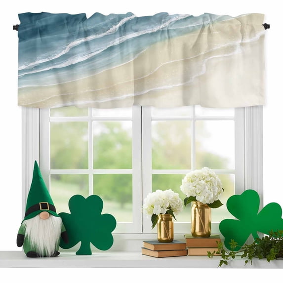 Abstracts Sandy Beach Valances for Windows, Grey Blue Beige Gradient ...