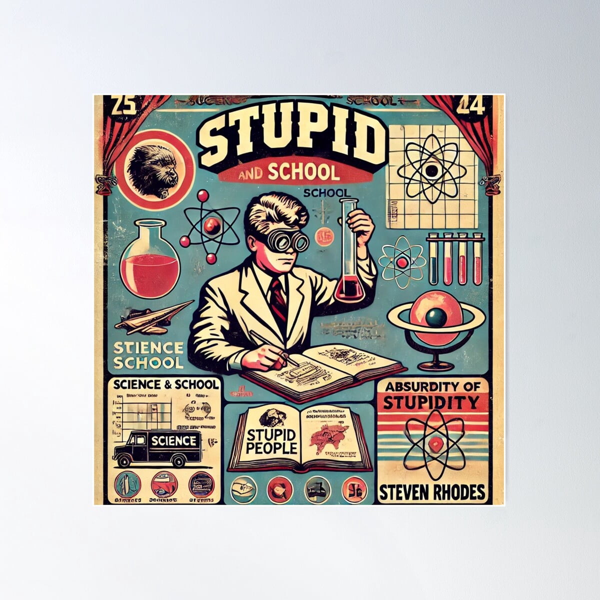 Absurdity Of Stupidity: Retro Science School Poster Wall Art, Modern ...