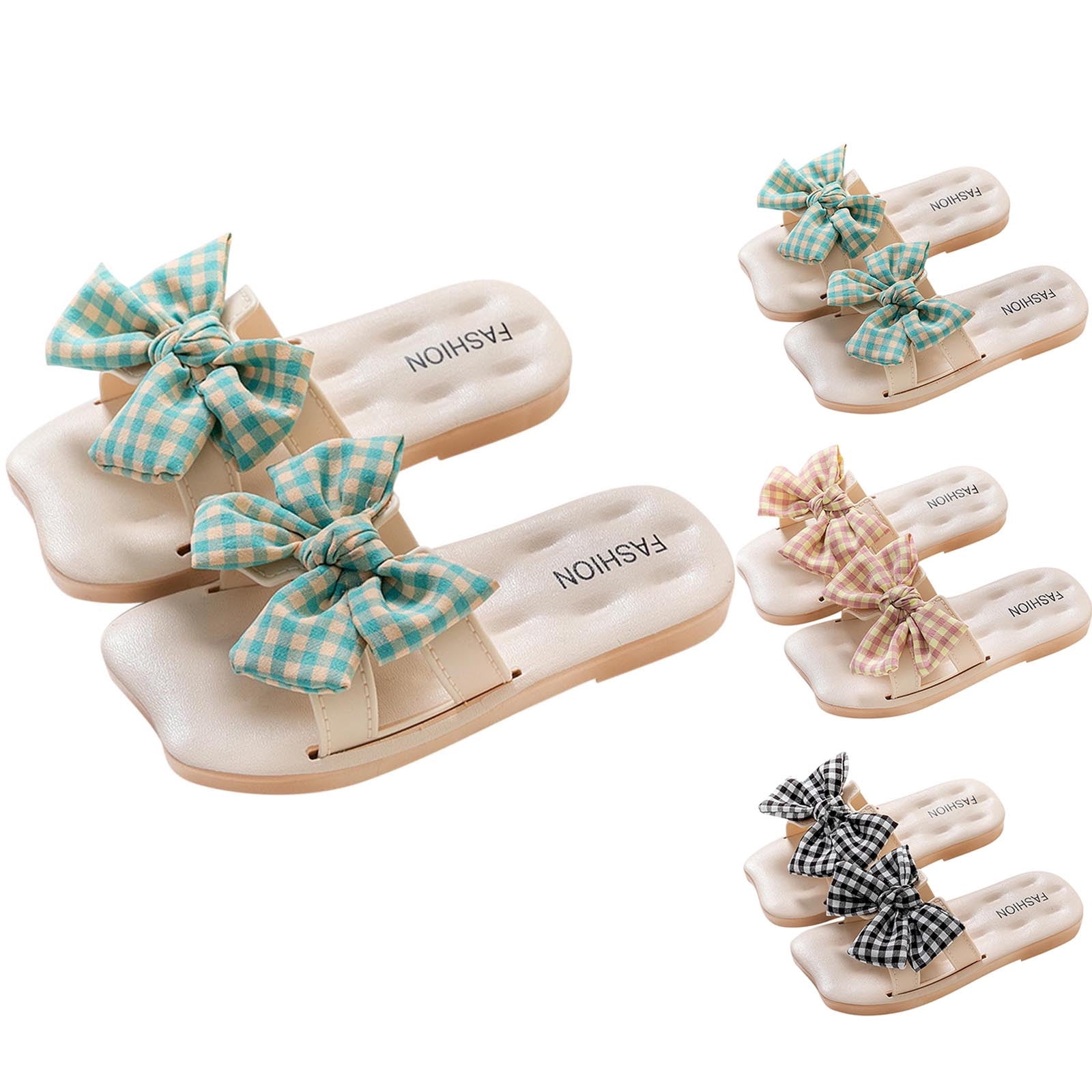 Abtuhar Girl's Slippers Summer Bow Knot Print Princess Shoes Slide ...