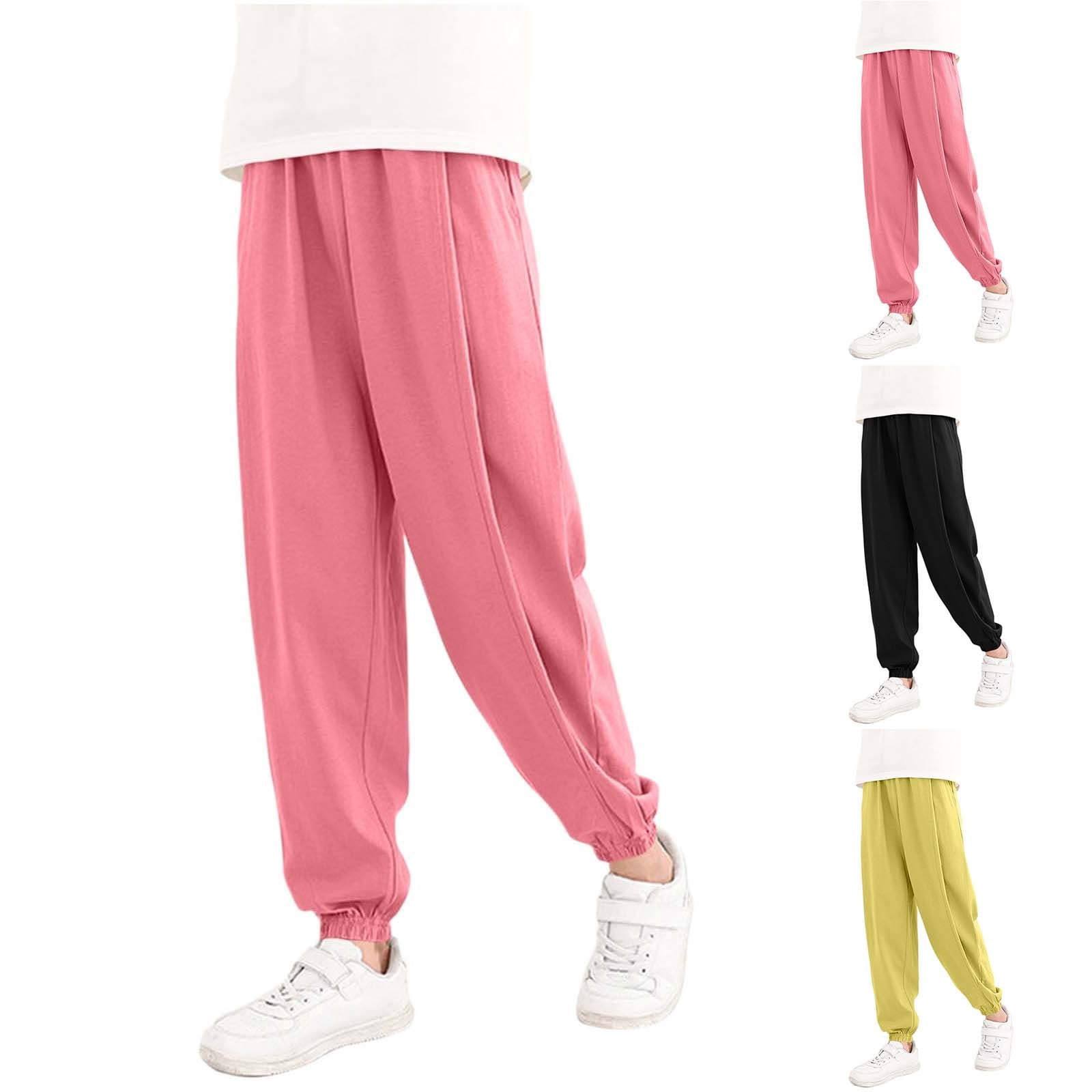 Abtuhar Girls Summer Capris Solid Color Linen Like Wide Leg Pocket Big ...