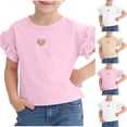 Abtuhar Kids Girls 1-8 Years Summer Tops Solid Short Sleeve Round Neck ...