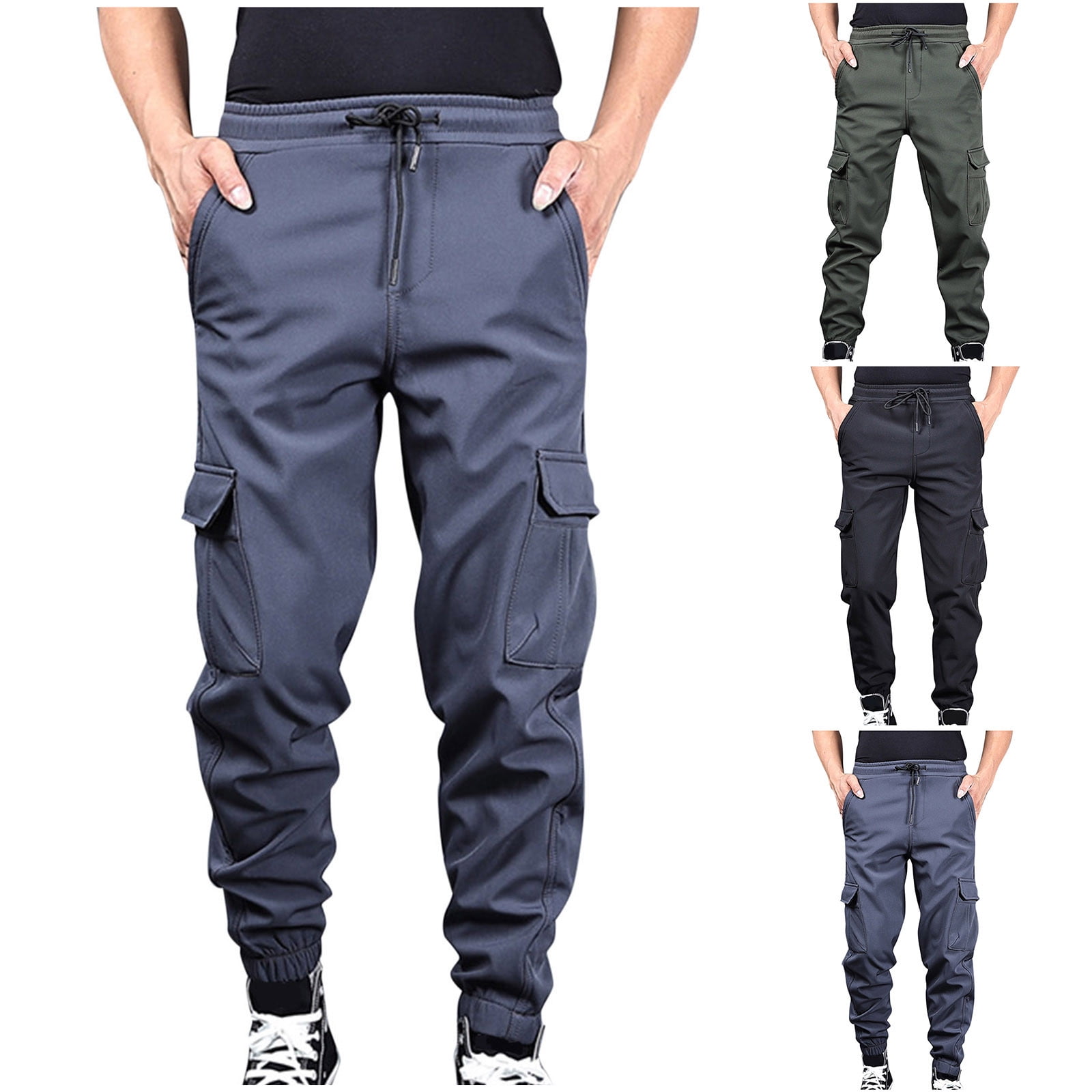 Abtuhar Man Fashion Fallow Pockets Elastic Waist Binding Leg Work Pants ...