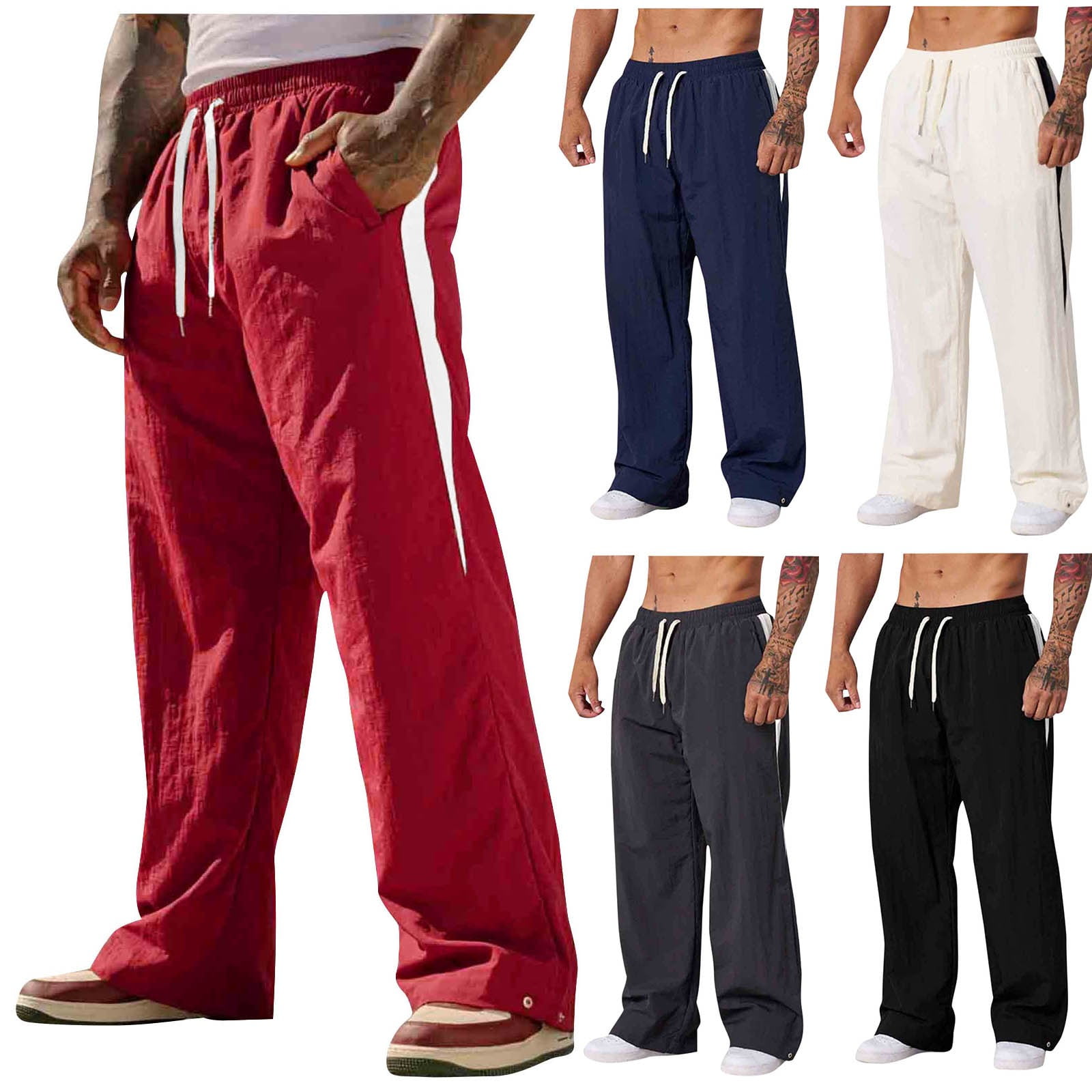 Abtuhar Man Solid Casual Loose Sports Fashion Pocket Elastic ...