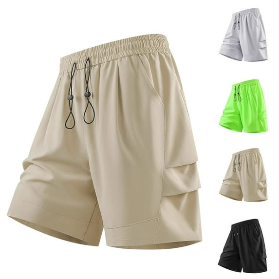 Abtuhar Man Solid Loose Outdoor Cargo Casual with Pocket Shorts,Gray,XL ...