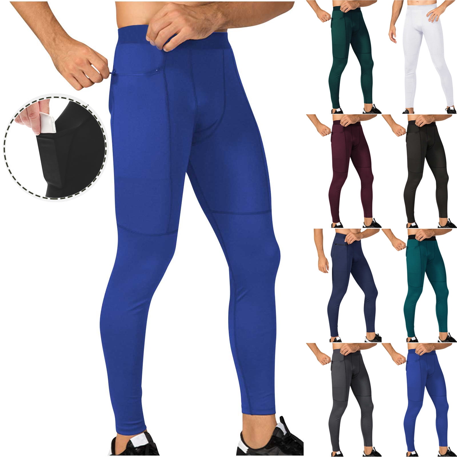 Abtuhar Man Summer Solid High Elasticity Tight Fitting Pocket Base Yoga ...