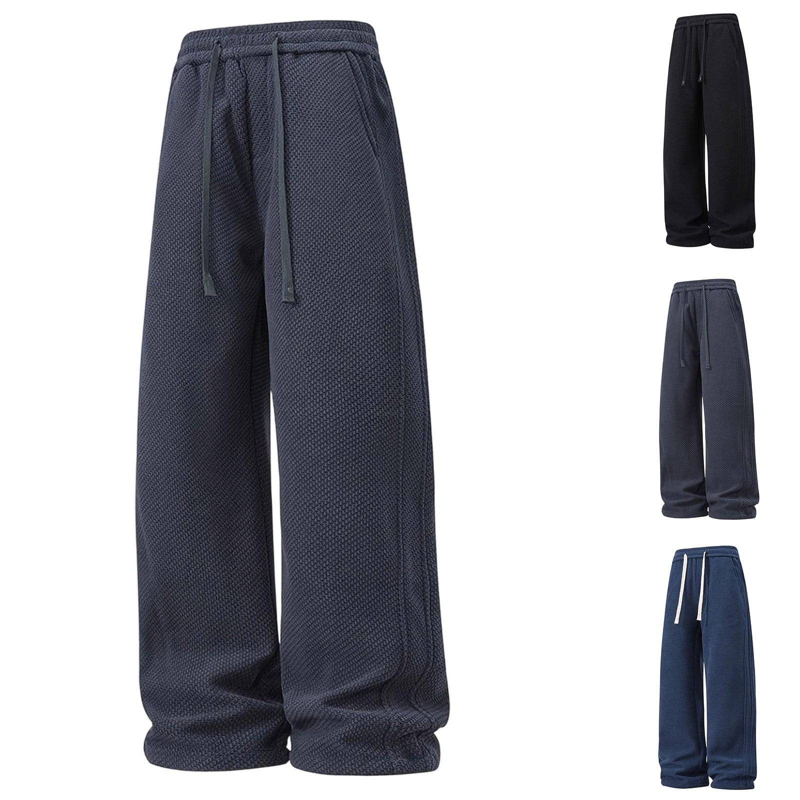 Abtuhar Man Summer Solid Knitted Loose Straight Leg Versatile Casual ...