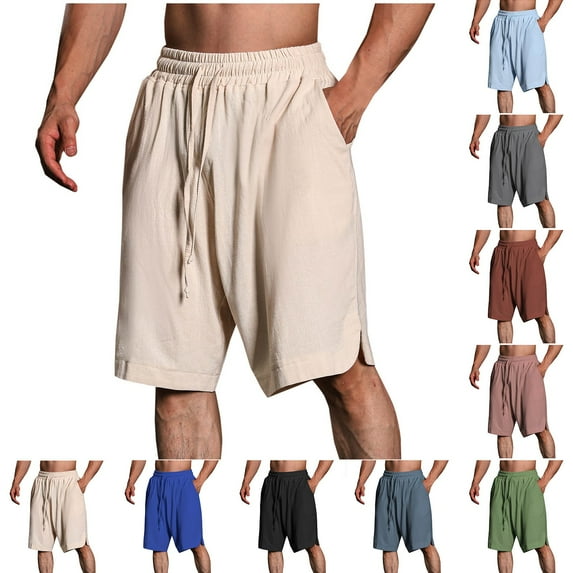 Abtuhar Man Summer Solid Lightweight Breathable Loose Elastic Waist ...