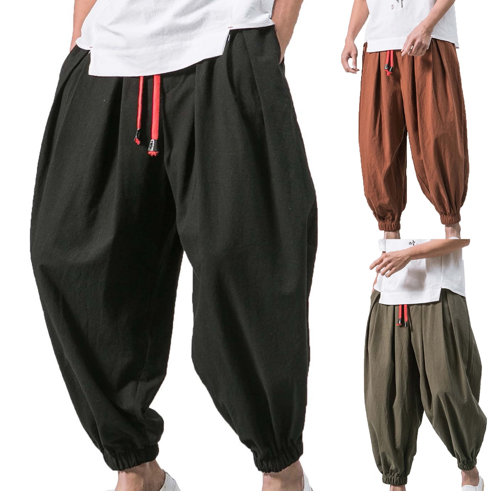 Abtuhar Man Summer Solid Loose Casual Summer Full Length Beach Pants ...