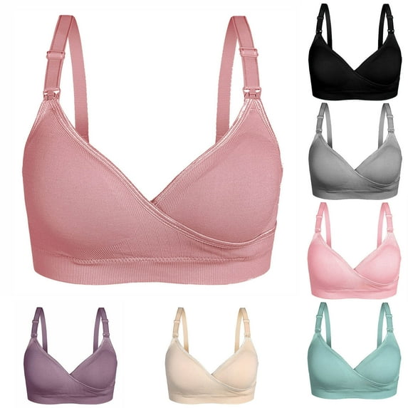 Abtuhar Maternity Solid Comfortable Breathable Wireless Front Buckle ...