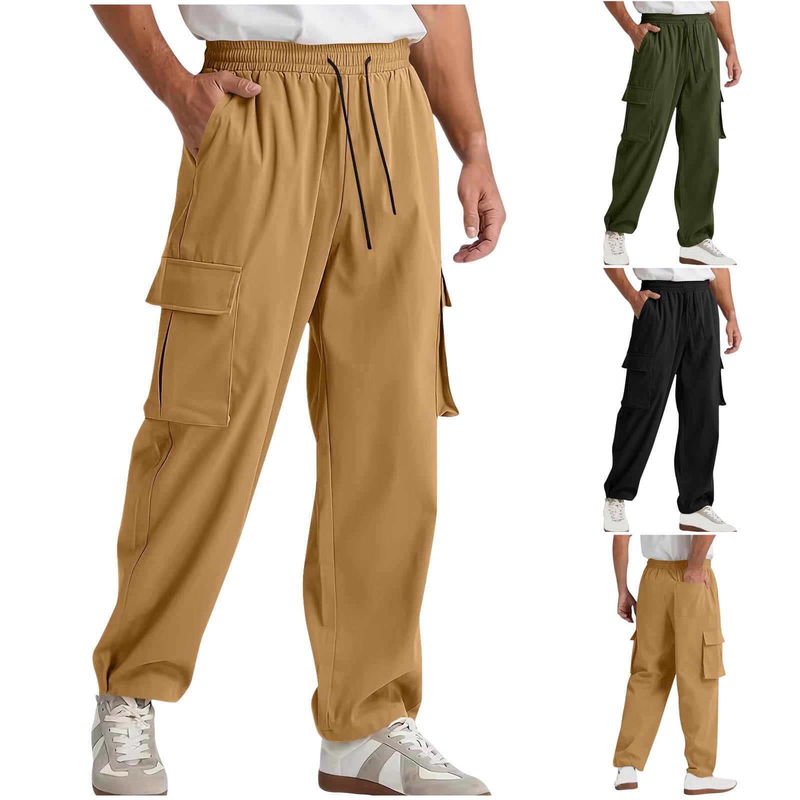 Abtuhar Men Casual Faddish Solid Outwear Sports Elastic Waist Pockets ...