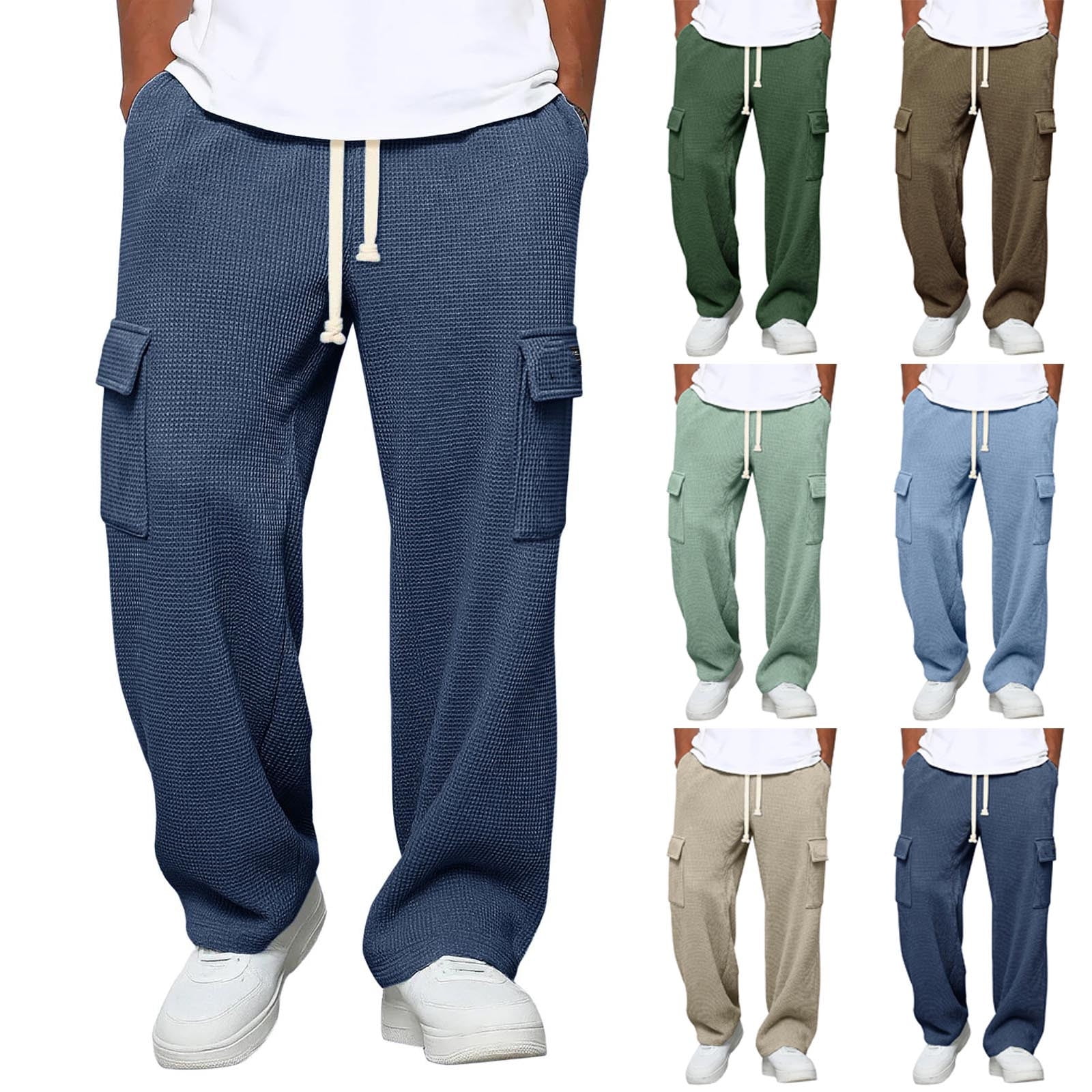 Abtuhar Men Fashion Solid Casual Elastic Waist with Pocket Sport ...