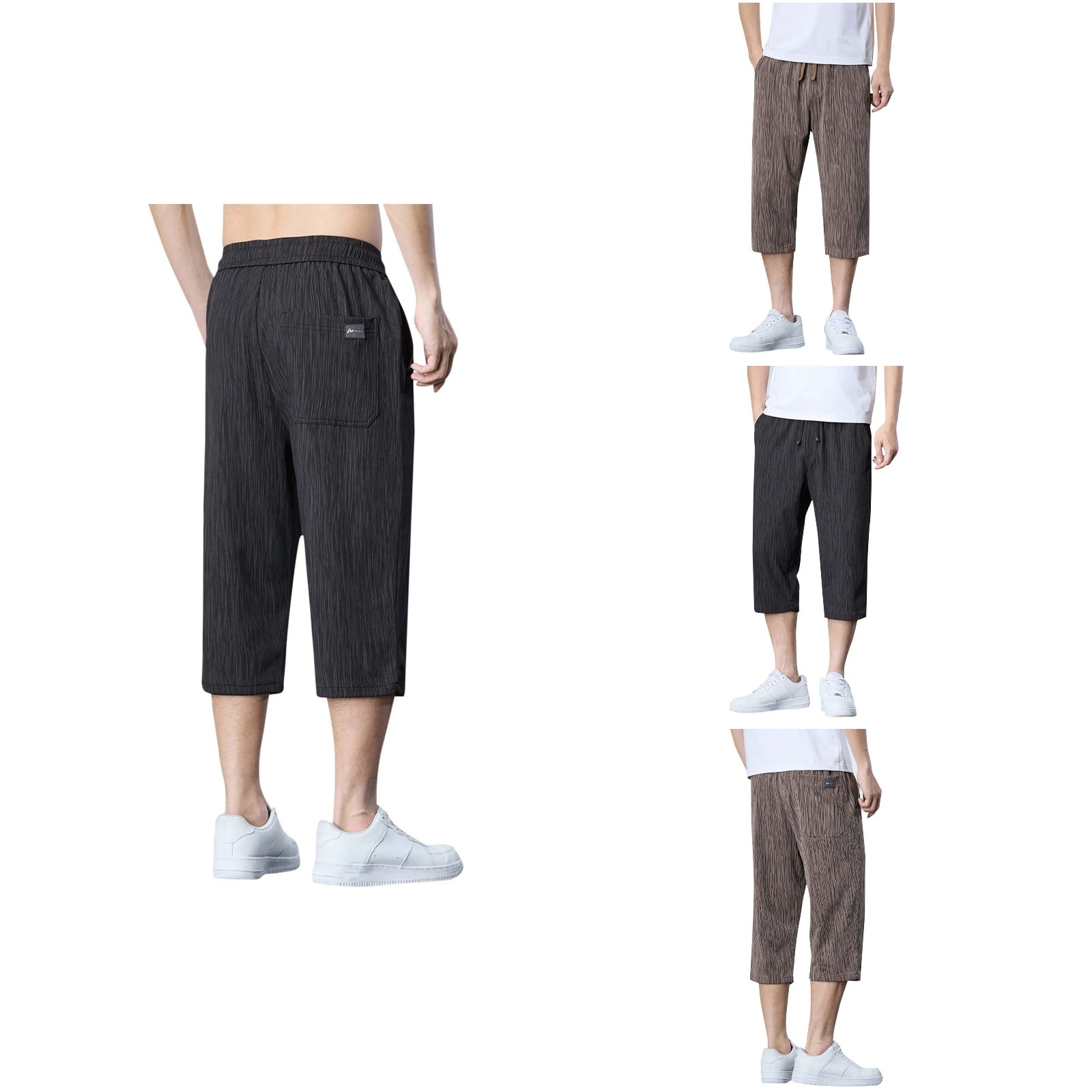 Abtuhar Men Ice Silk Breathable Elastic Waist Straight Leg Work Pants ...