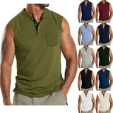 Abtuhar Men Leisure Versatile Button Pocket Solid Sleeveless Beach Tank ...