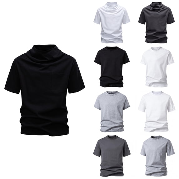 Abtuhar Men Print Round Neck Pocket Short Sleeve Summer Versatile ...