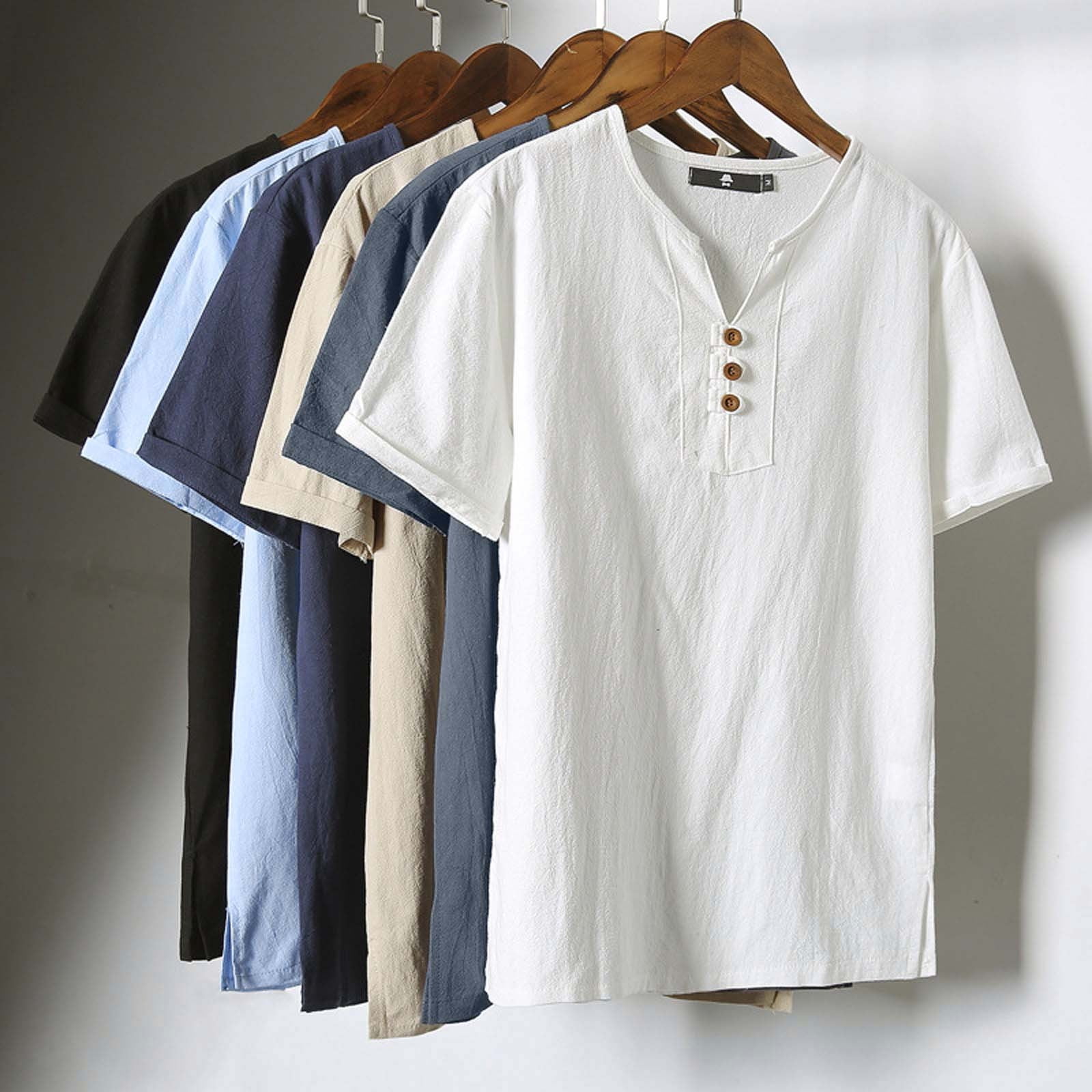 Abtuhar Men Solid V-Neck Summer Short Sleeve Casual Tank Tops - Walmart.com
