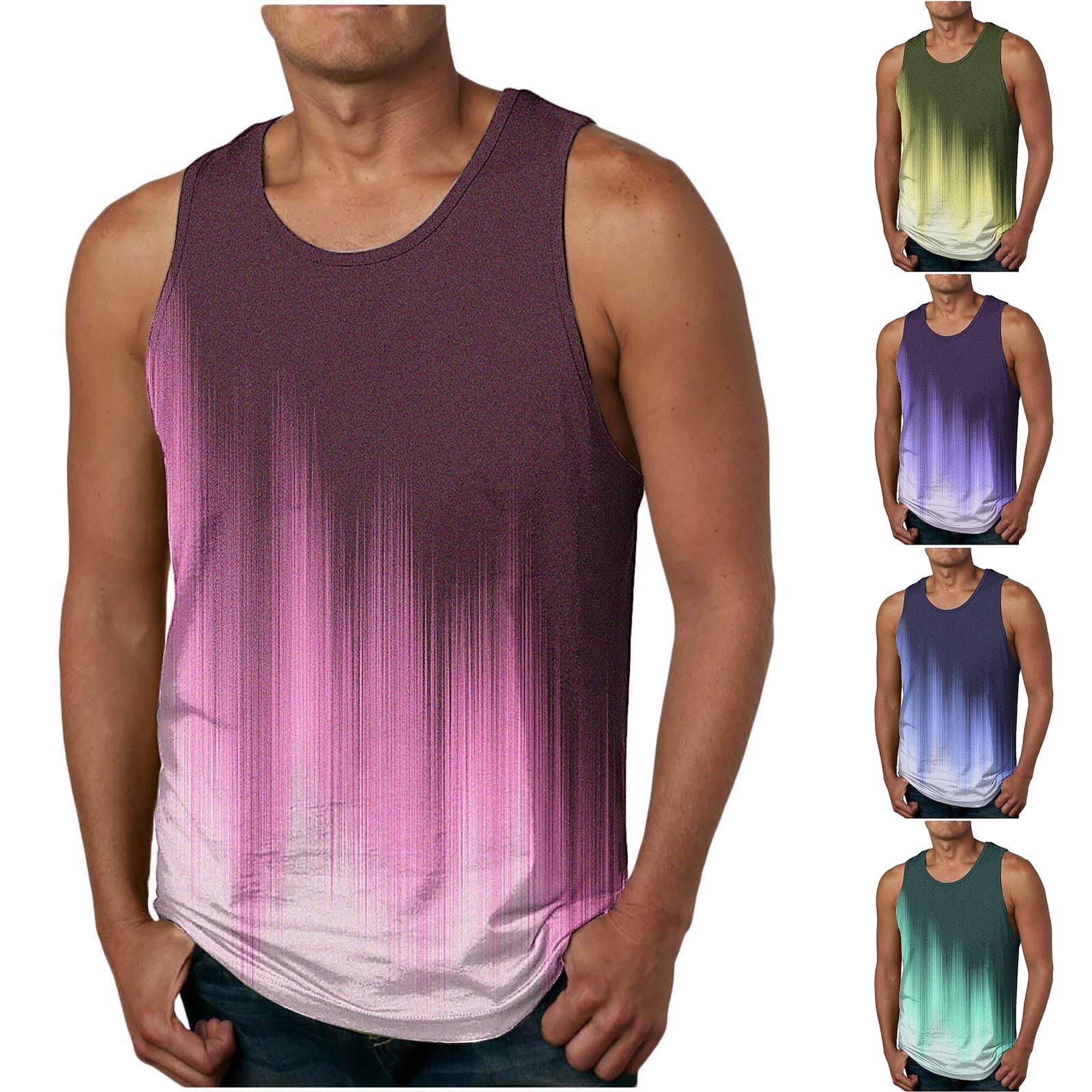 Abtuhar Men Summer Casual Loose Waistcoat Print Sport Round-Neck Tank ...
