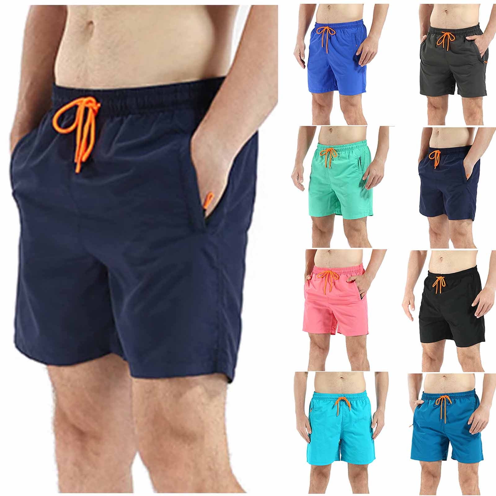 Abtuhar Men Summer Fitness Workout Pockets Solid Loose Elastic Waist ...