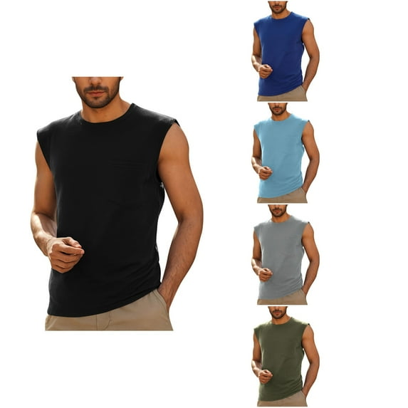 Abtuhar Men Summer Lightweight Casual Solid Sleeveless V-Neck Cool ...
