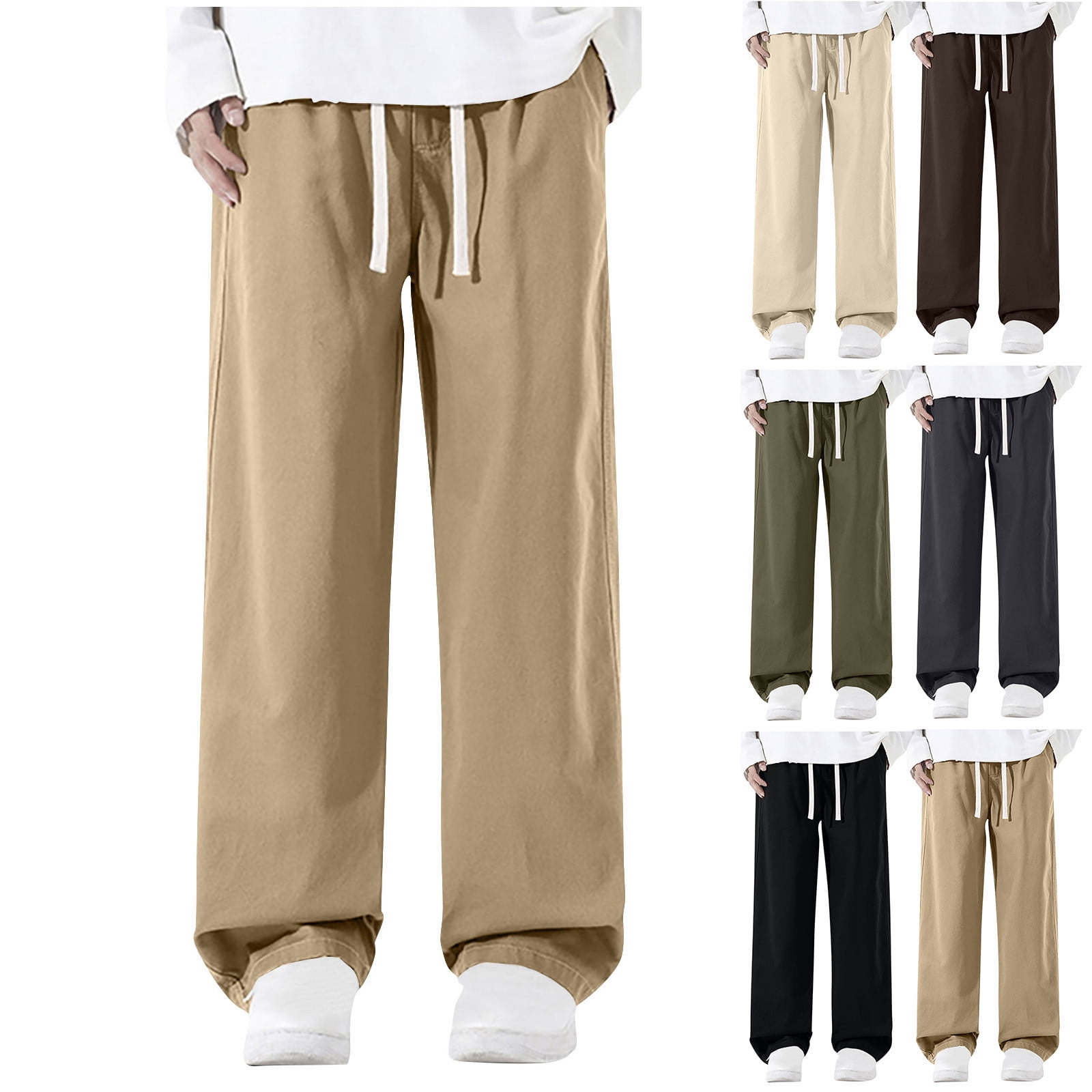 Abtuhar Men Summer Solid Outdoor Straight Leg Work Pants with Pocket ...