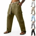 Abtuhar Mens Casual Straight Leg Pants with Drawstring Pockets Solid ...