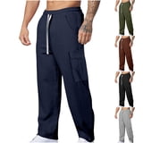 Abtuhar Mens Solid Elastic Waist Straight Tube Drawstring Pocket Work ...