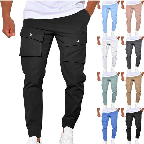 Abtuhar Mens Solid Pocket Drawstring Casual Youth Versatile Sports ...