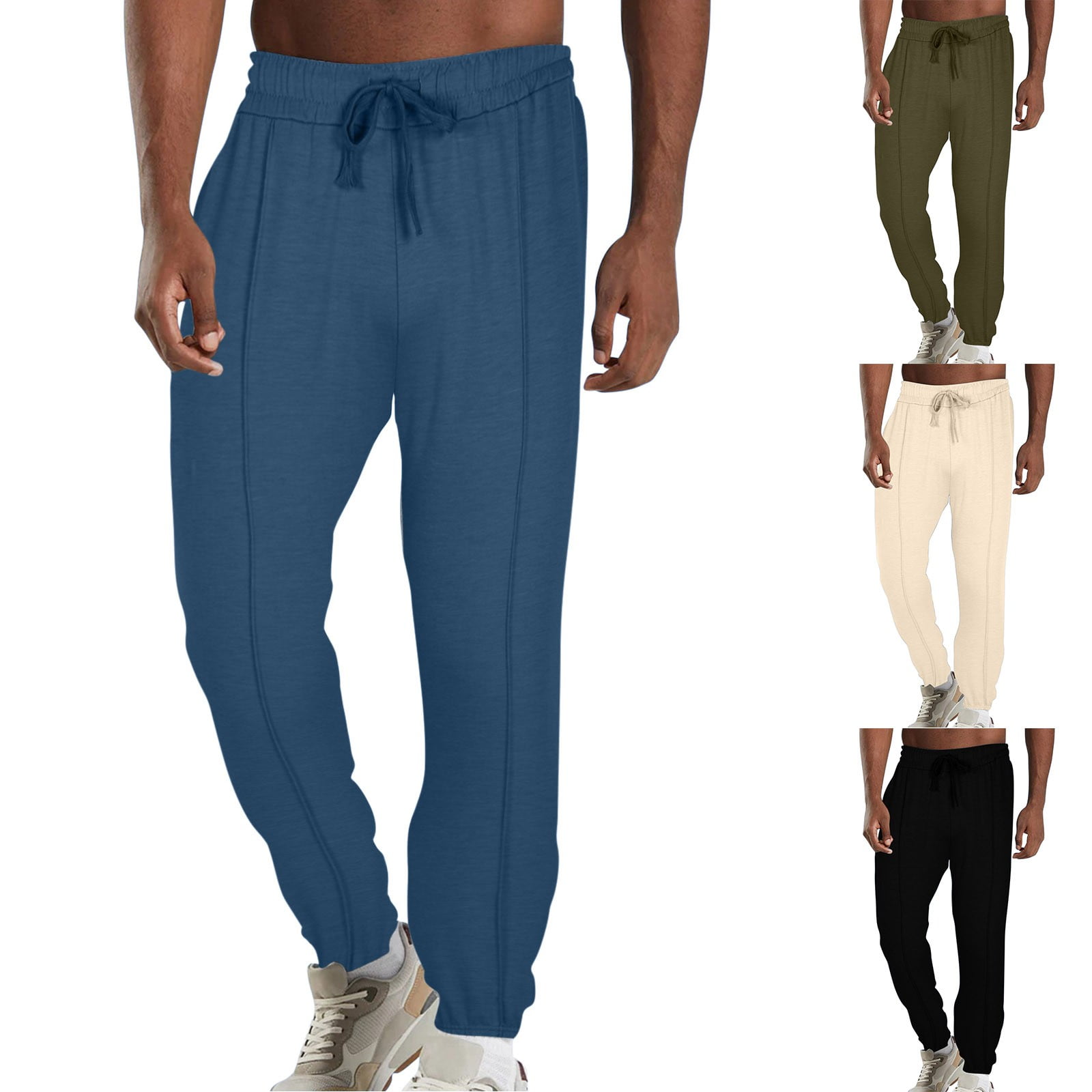 Abtuhar Mens Summer Casual Versatile Loose Fitness Solid Drawstring ...