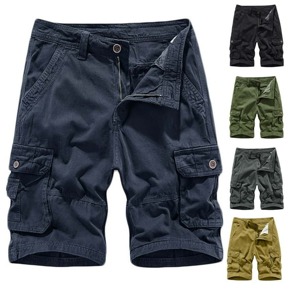 Abtuhar Mens Summer Solid Casual Loose Beach Shorts with Pockets,Black ...