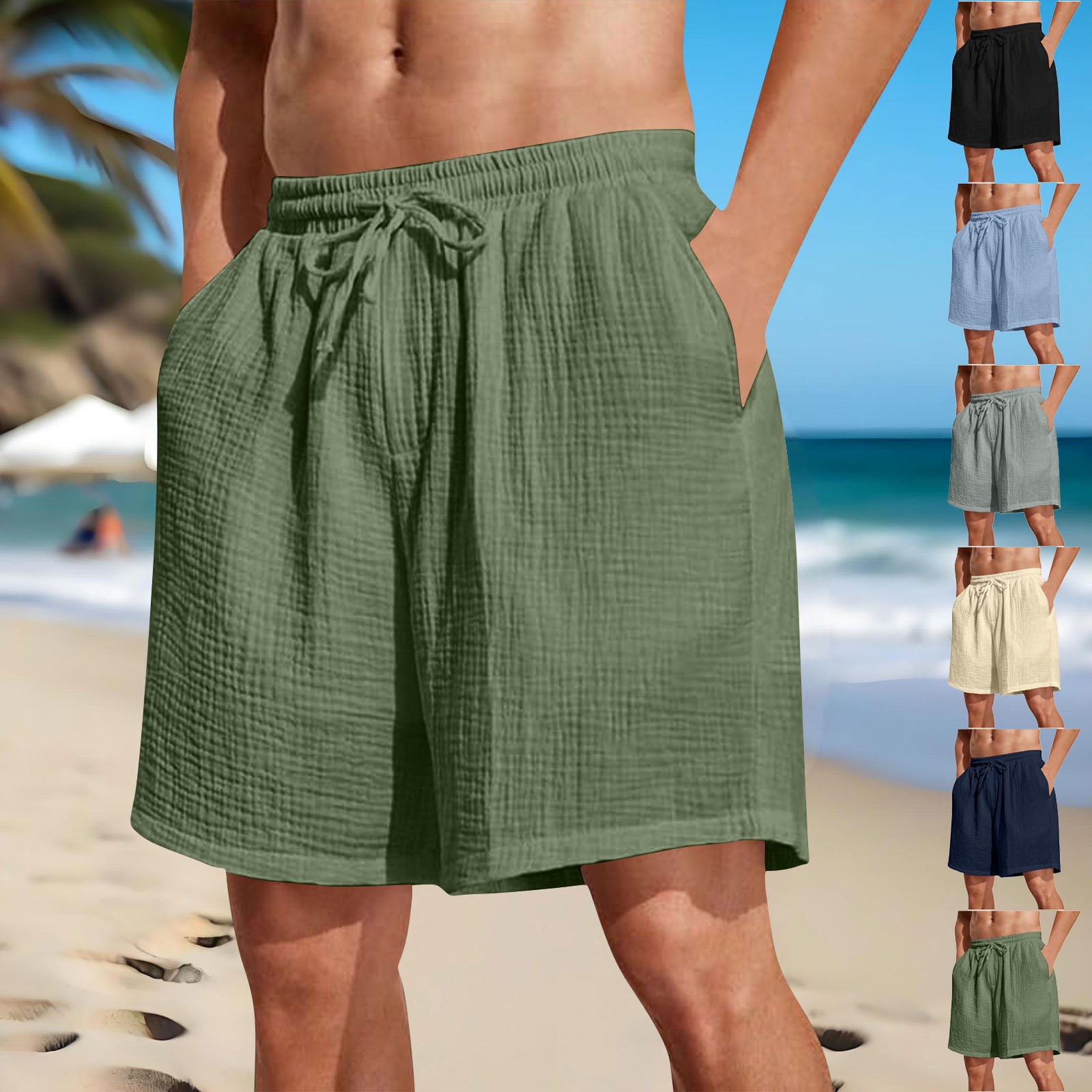 Abtuhar Mens Summer Solid Sport Fitness Zip Pockets Cargo Track Shorts ...