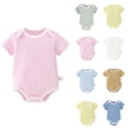 Abtuhar Newborn Summer Solid Short Sleeve Rompers Short Length ...