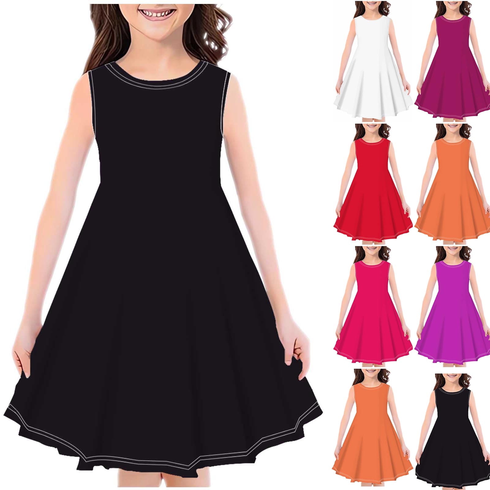 Abtuhar Dress for Girls,Fashion Girls Summer Sleeveless Round Neck ...
