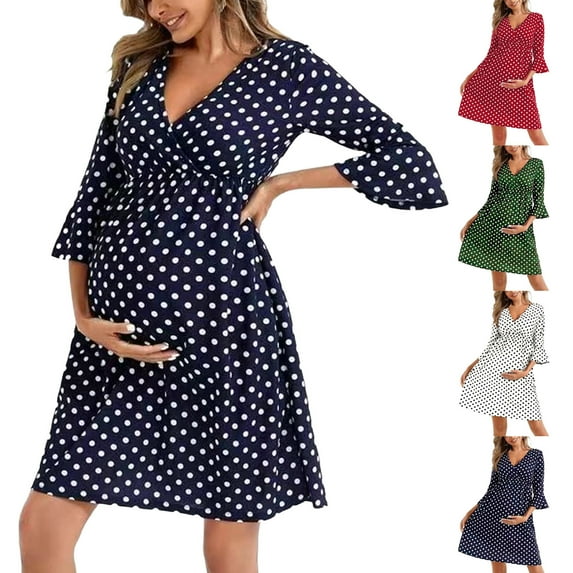 Abtuhar Maternity Summer Short Sleeves Base Layer Elastic V-Neck Solid ...