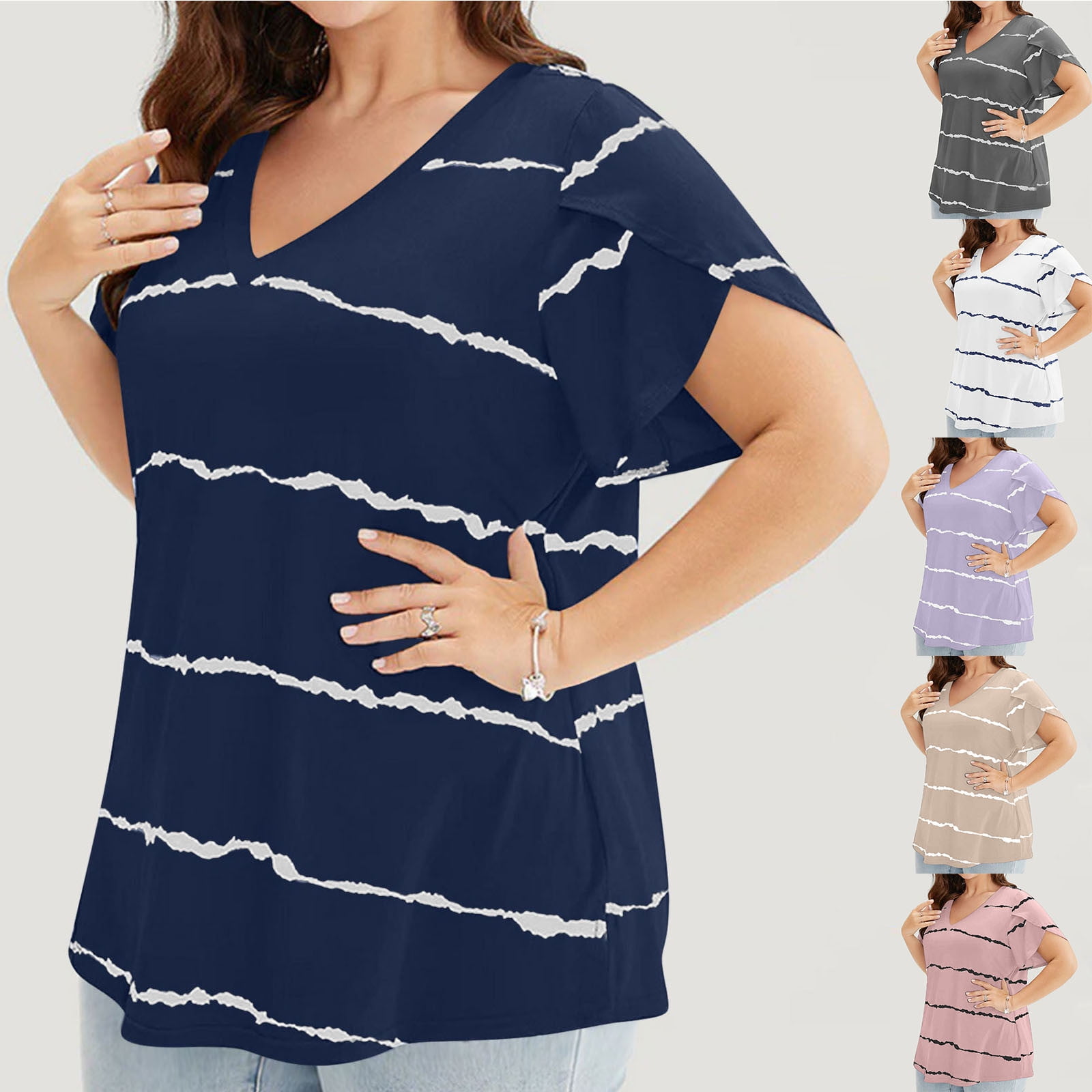 Abtuhar Tops for Women,Summer Plus Size Tops for Womens,Women's Large ...