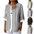 Abtuhar Women 3/4 Sleeve Tops Print Random Print V Neck Button Front ...