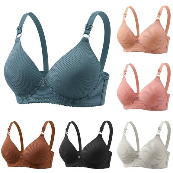 Abtuhar Women B Cup Solid Ribbed Adjustable Strap Bras - Walmart.com