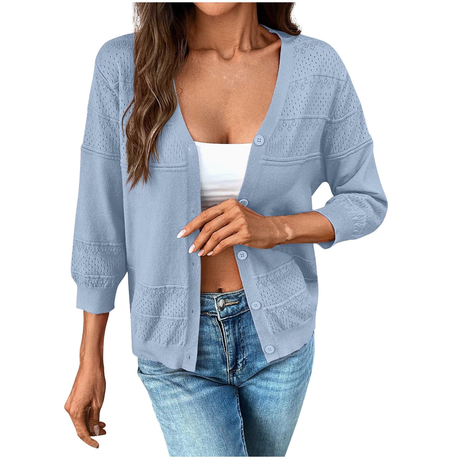 Bixock Women Clothes Outerwear Fall and Winter Solid Color Hollow Knit ...