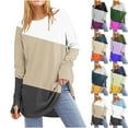 Abtuhar Women Long Sleeve Tops Solid Round Neck Raglan Thumb Cuff Plus ...