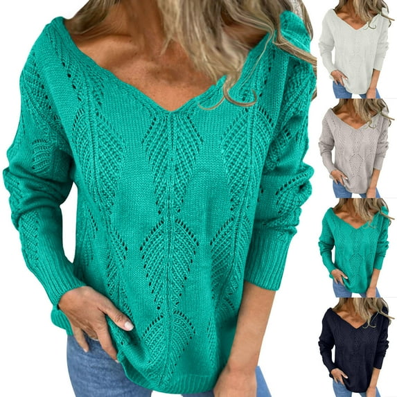 Bixock Women Outerwear Fall and Winter Womens Hollow Out V Neck Solid ...