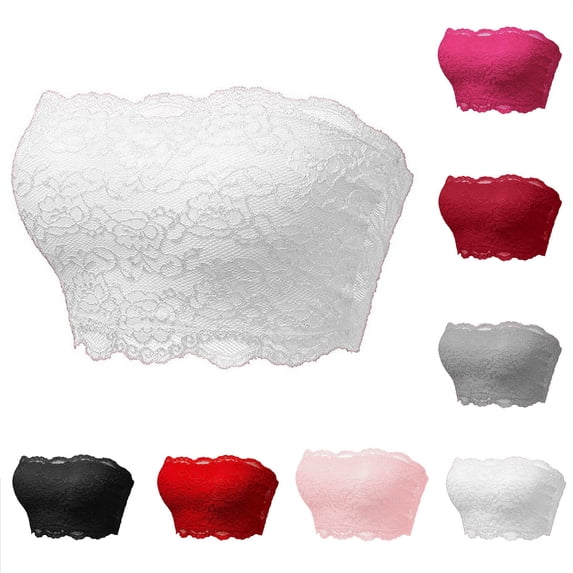 Abtuhar Women Solid Lace Strapless Side Coverage Tube Top Bras ...