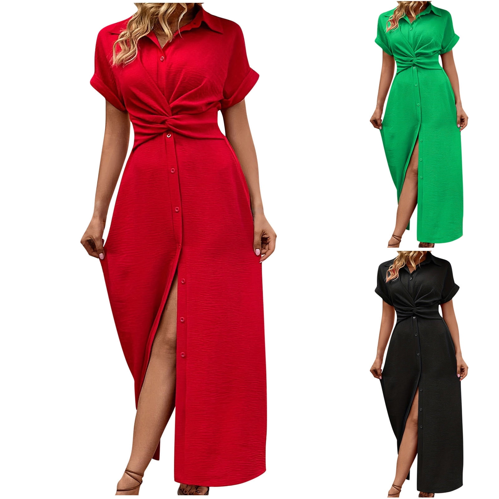 Abtuhar Women Summer Dresses 2024,Casual Dresses for Women,Women's Summer Standing Collar ...