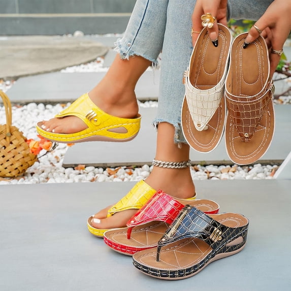 Abtuhar Women's Slippers Solid Color Open Toe Wedge Summer - Walmart.com