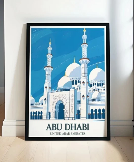 Abu Dhabi Travel Poster - Sheikh Zayed Grand Mosque Posters NO FRAMED ...