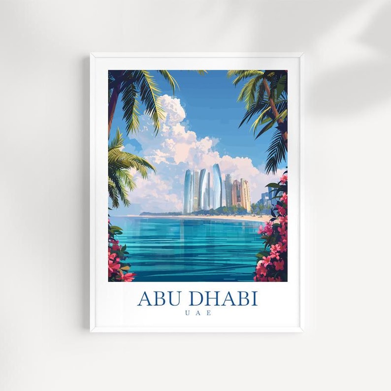 Abu Dhabi Travel Print - UAE, Wall Art, Abu Dhabi Gift, Wall Hanging ...