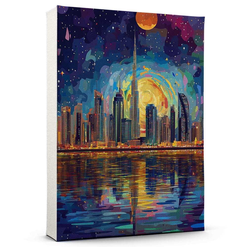 Abu Dhabi Travel Starry Night Canvas Print, United Arab Emirates Canvas ...