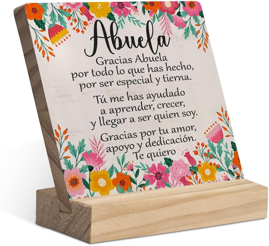 Abuela Grandma Appreciation Gifts Wood Plaque With Wooden Stand,Gracias ...
